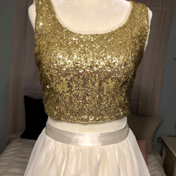 B Darlin | Dresses | Ivory Gold 2piece Cocktail Dress | Poshmark
